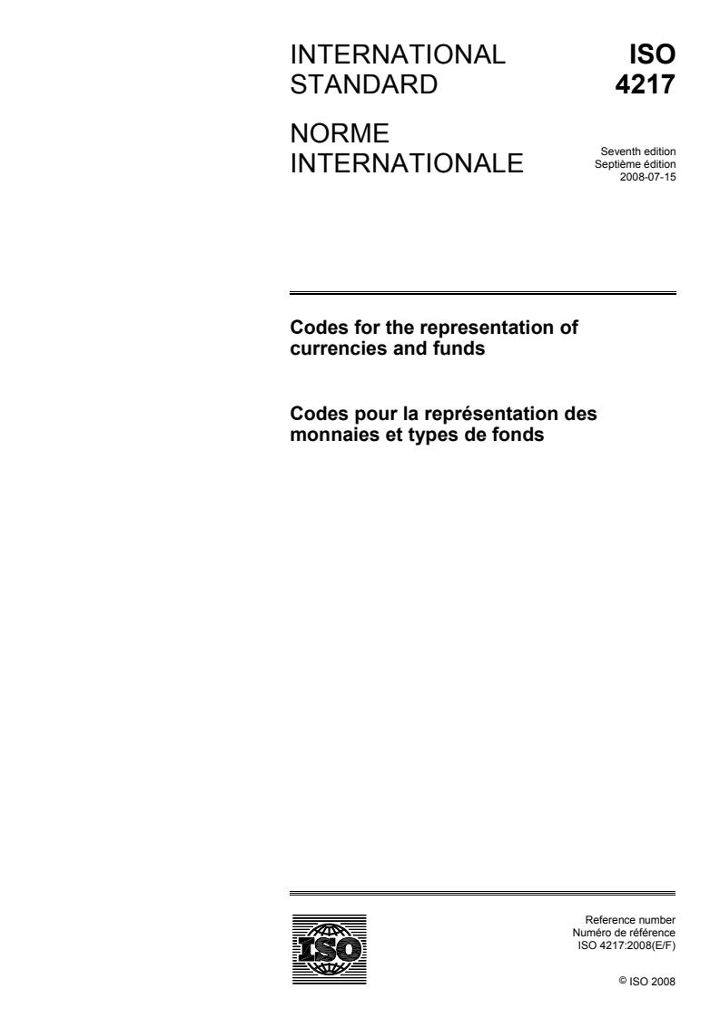 ISO 4217 2008 Codes For The Representation Of Currencies And Funds ISO 4217 2008 Codes For The Representation Of Currencies And Funds