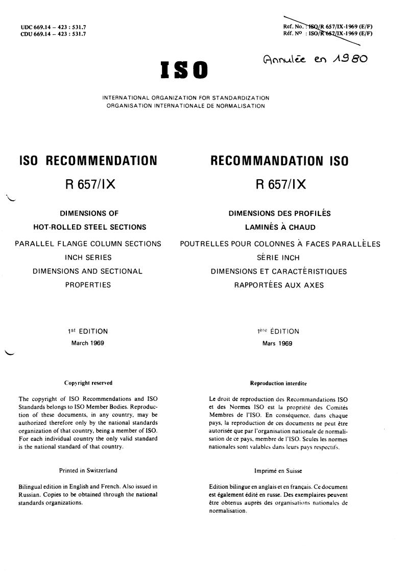 ISO/R 657-9:1969 - Dimensions of hot-rolled steel sections — Part 9 ...