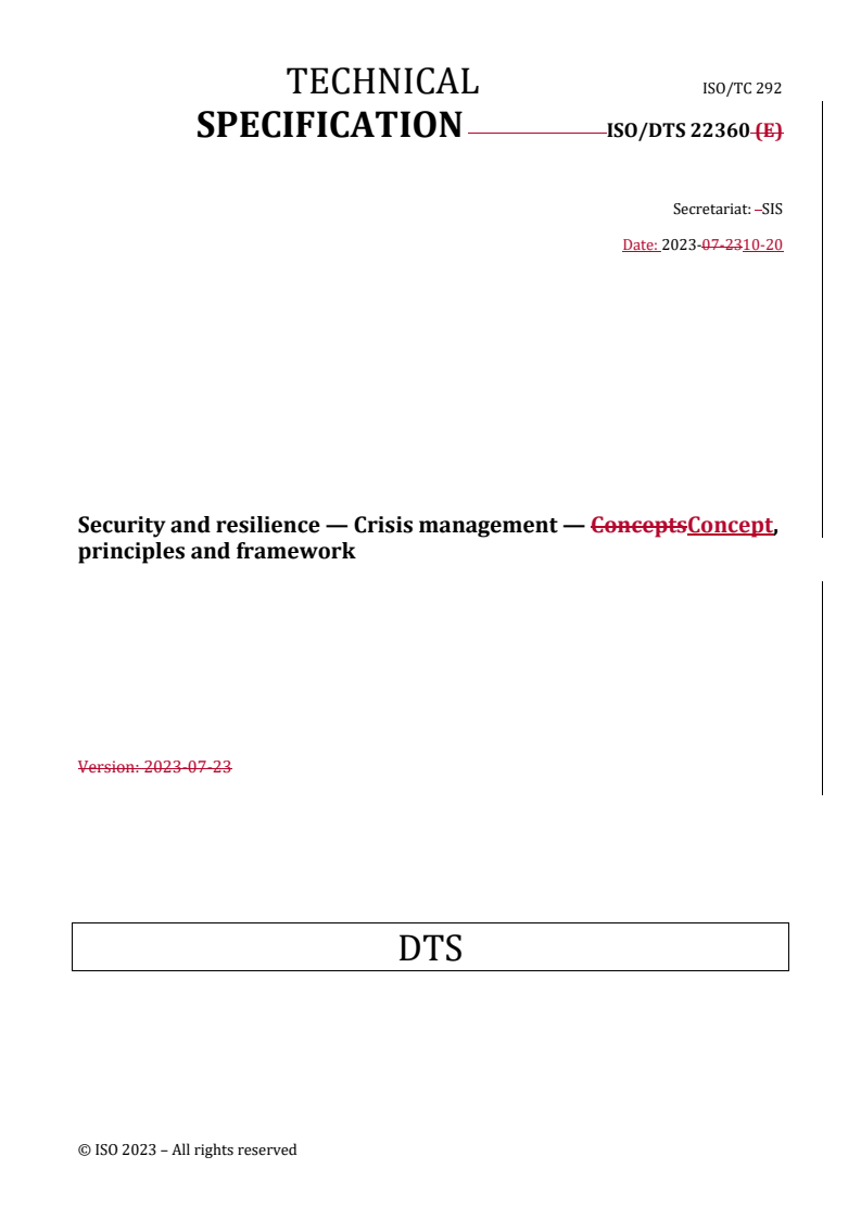ISO/DTS 22360 - Security and resilience — Crisis management — Concepts ...