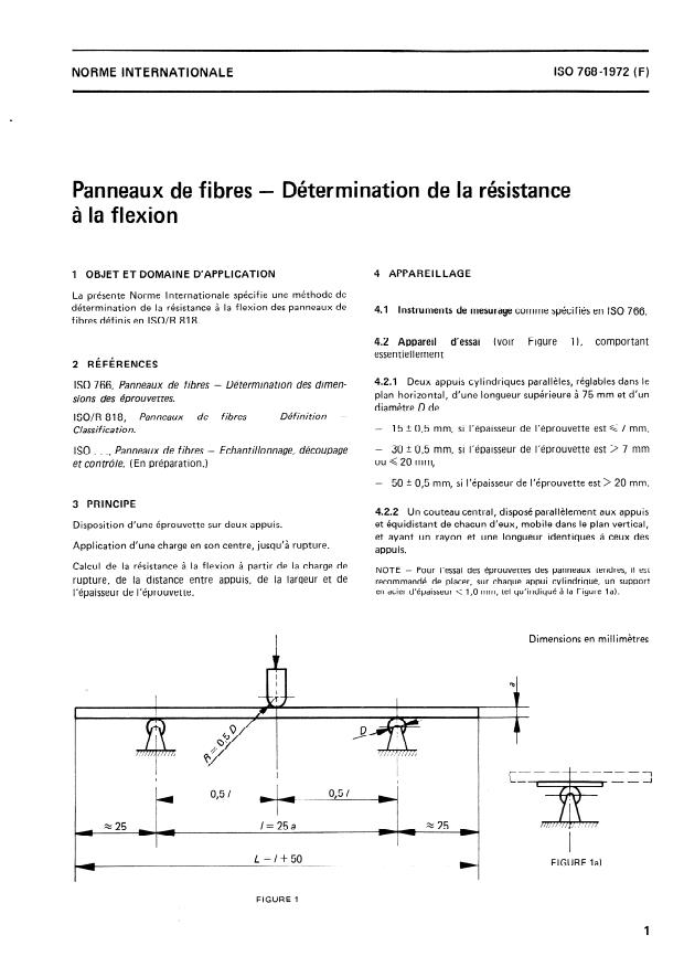 ISO 768:1972 - Fibre building boards — Determination of bending strength