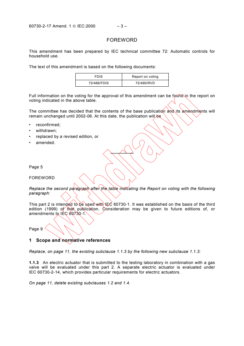 IEC 60730-2-17:1997/AMD1:2000 - Amendment 1 - Automatic electrical controls for household and