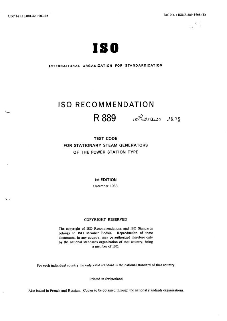 ISO/R 889:1968 - Withdrawal of ISO/R 889-1968
