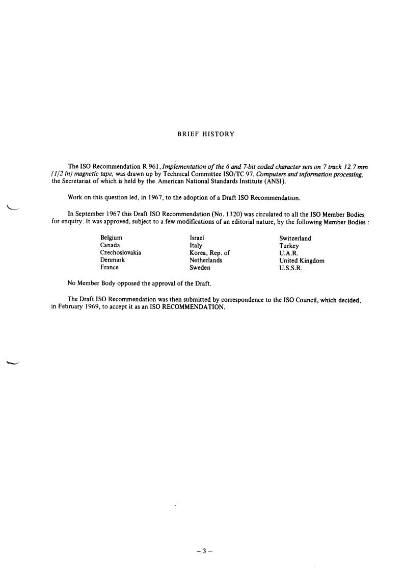 ISO/R 961:1969 - Withdrawal of ISO/R 961-1969