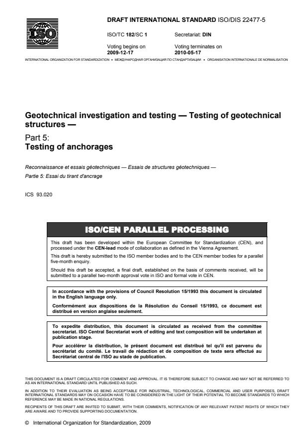 ISO/DIS 22477-5 - Geotechnical investigation and testing -- Testing of ...