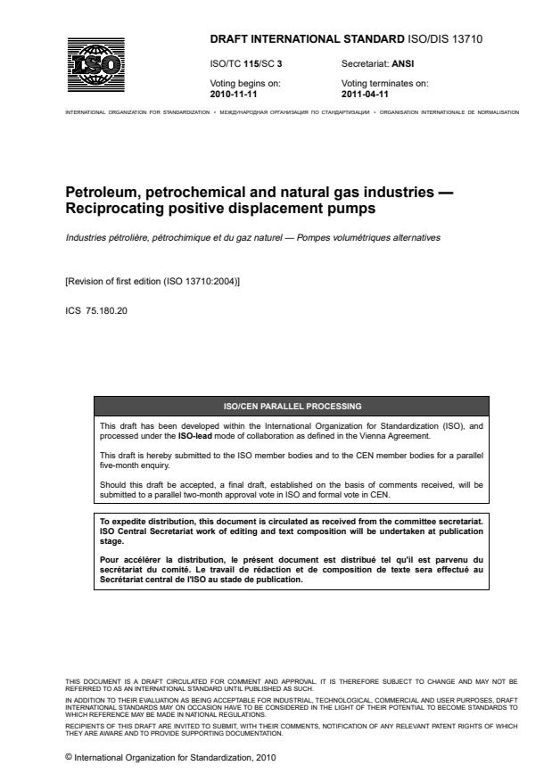 ISO/DIS 13710 - Petroleum, petrochemical and natural gas industries ...