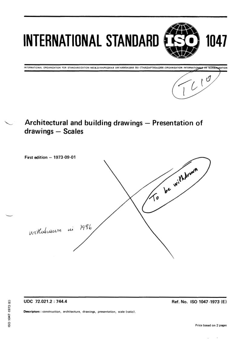 ISO 1047:1973 - Withdrawal of ISO 1047-1973