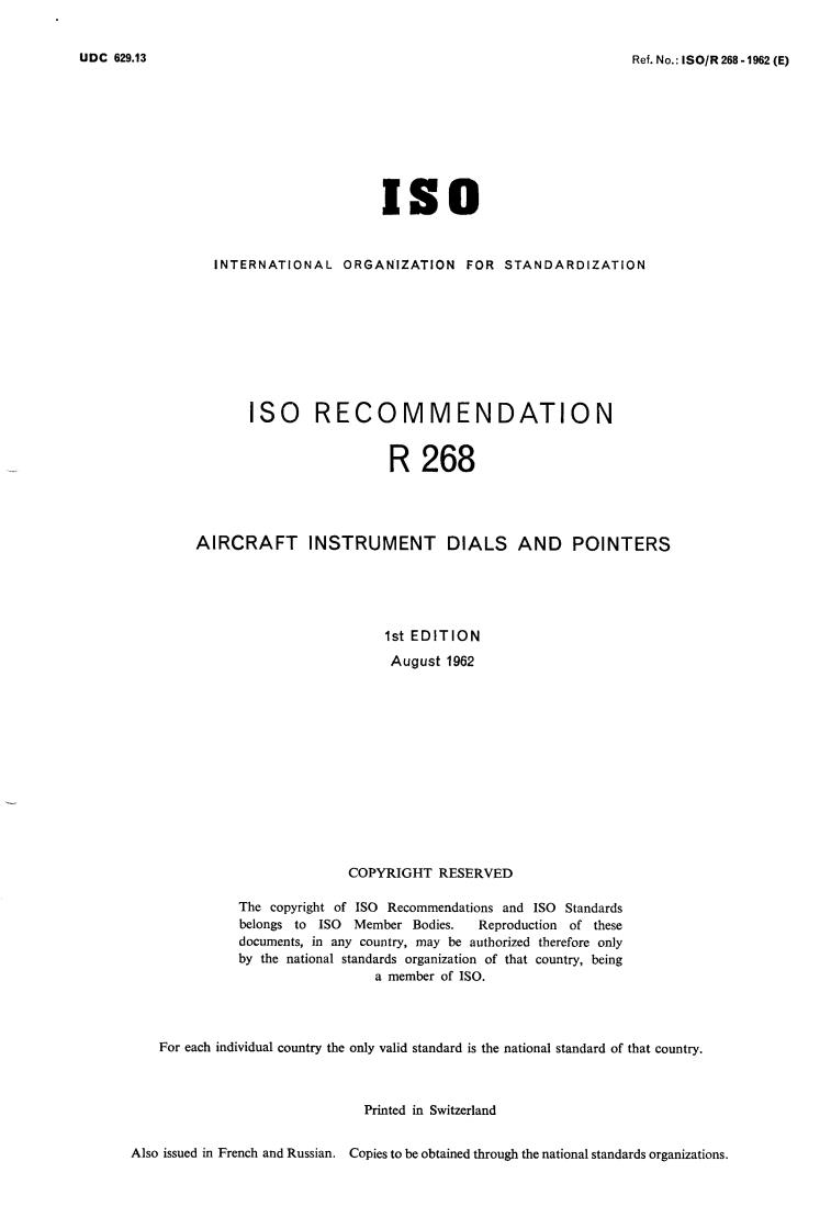 ISO/R 268:1962 - Title missing - Legacy paper document