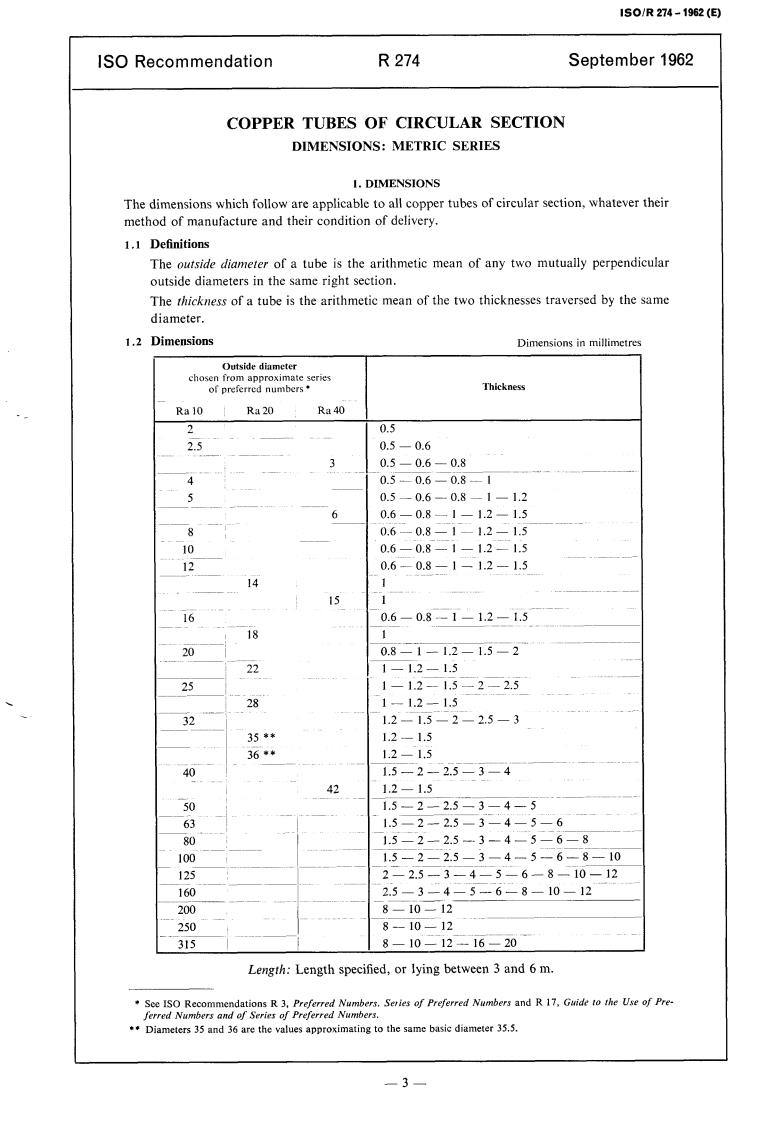 ISO/R 274:1962 - Title missing - Legacy paper document