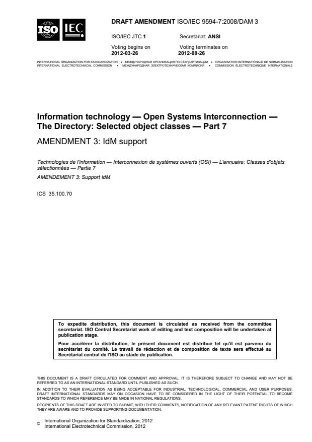 ISO/IEC 9594-7:2008/DAmd 3 - IdM support