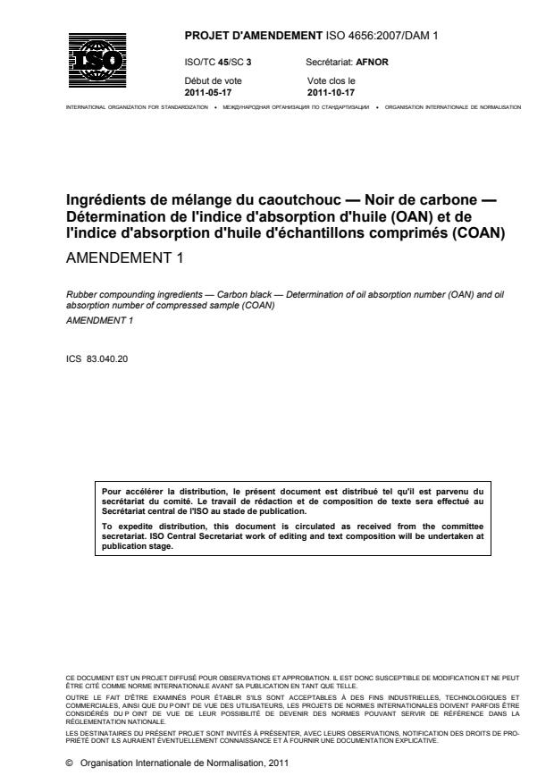 ISO 4656:2007/DAmd 1 - ISO 4656:2007/DAmd 1