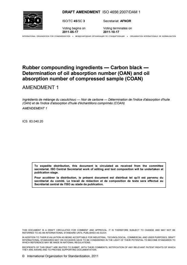 ISO 4656:2007/DAmd 1 - ISO 4656:2007/DAmd 1