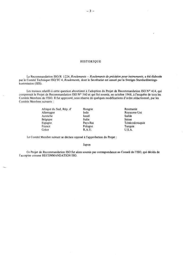 ISO/R 1224:1971 - Rolling bearings — Instrument precision bearings