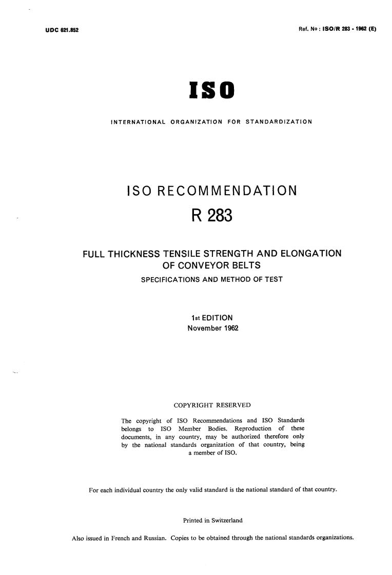 ISO/R 283:1962 - Title missing - Legacy paper document
