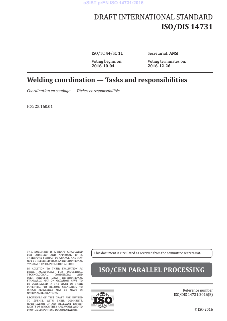 EN ISO 14731:2019 - Welding coordination - Tasks and responsibilities (ISO 14731:2019)