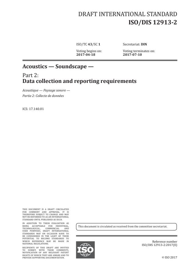 ISO/DIS 12913-2 - Acoustics -- Soundscape