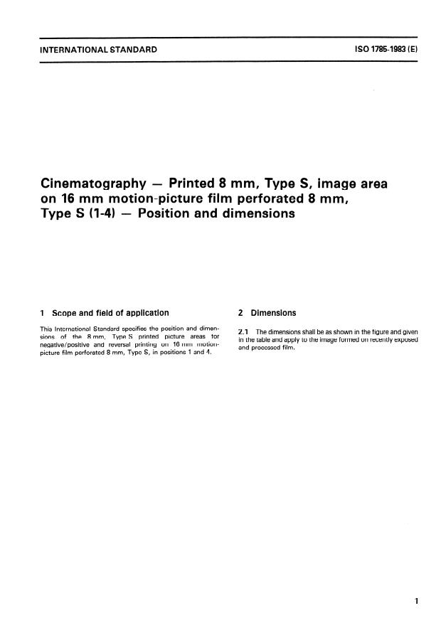 ISO 1785:1983 - Cinematography — Printed 8 mm, Type S, image area on 16 ...