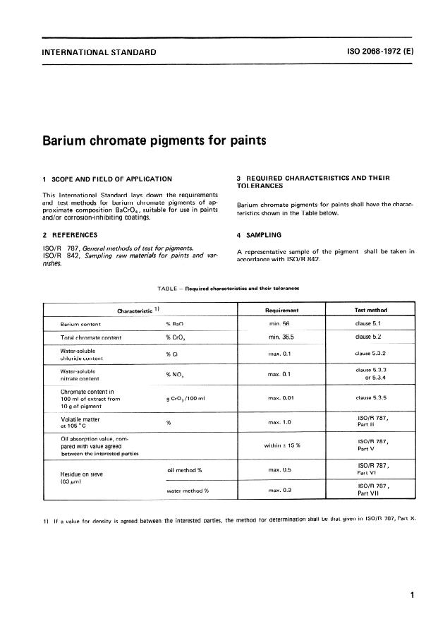 ISO 2068:1972 - Barium chromate pigments for paints