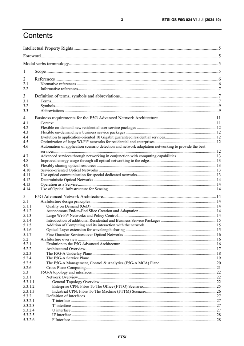 ETSI GS F5G 024 V1.1.1 (2024-10) - Fifth Generation Fixed Network (F5G); F5G Advanced Network