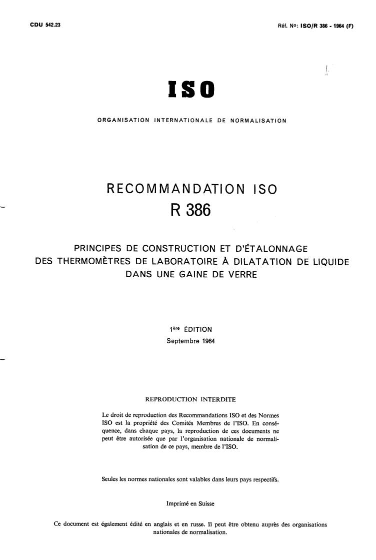 ISO/R 386:1964 - Title missing - Legacy paper document