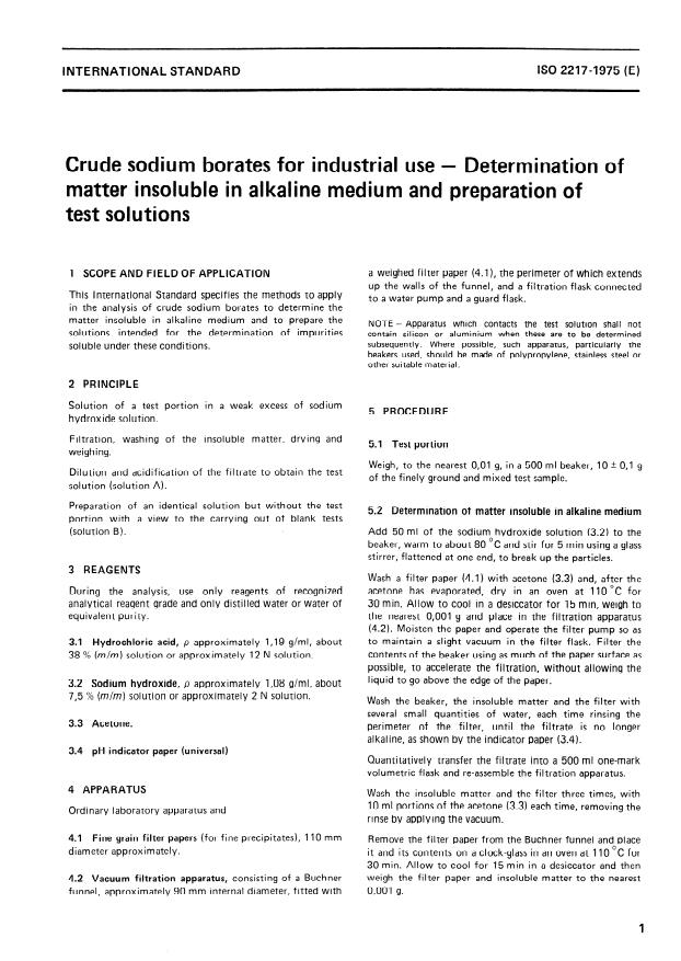 ISO 2217:1975 - Crude sodium borates for industrial use — Determination ...