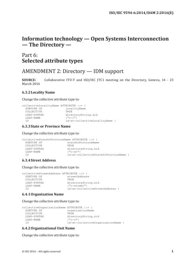 ISO/IEC 9594-6:2014/DAmd 2 - Directory -- IDM support