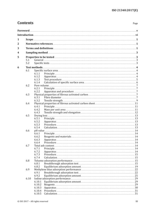 ISO 21340:2017 - Test methods for fibrous activated carbon