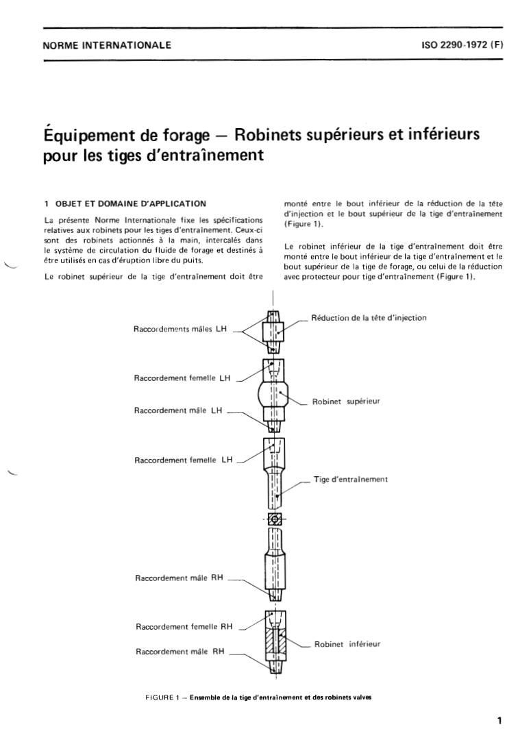 ISO 2290:1972 - Rotary drilling equipment — Upper and lower Kelly cocks