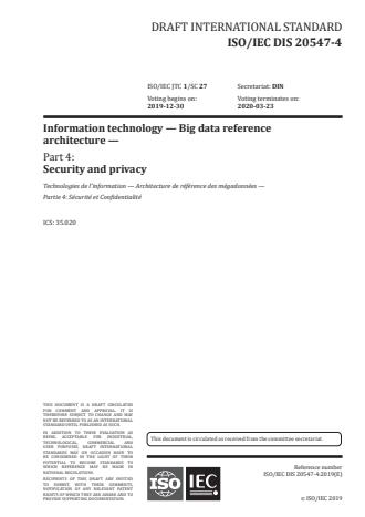 ISO/IEC FDIS 20547-4 - Information technology -- Big data reference architecture