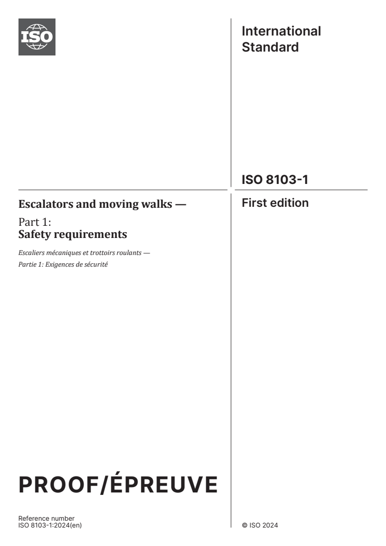 ISO 8103-1 - Escalators and moving walks — Part 1: Safety requirements