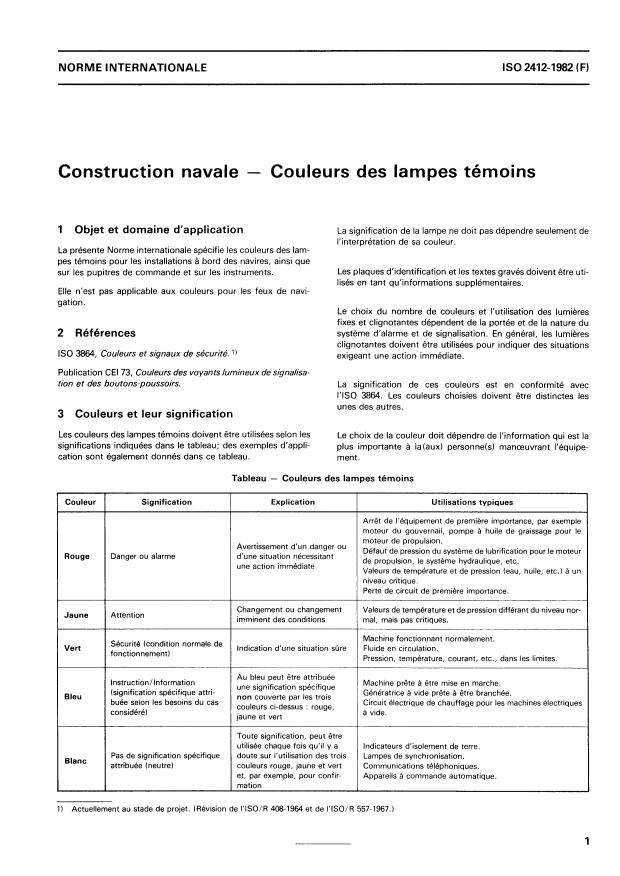 ISO 2412:1982 - Shipbuilding — Colours of indicator lights