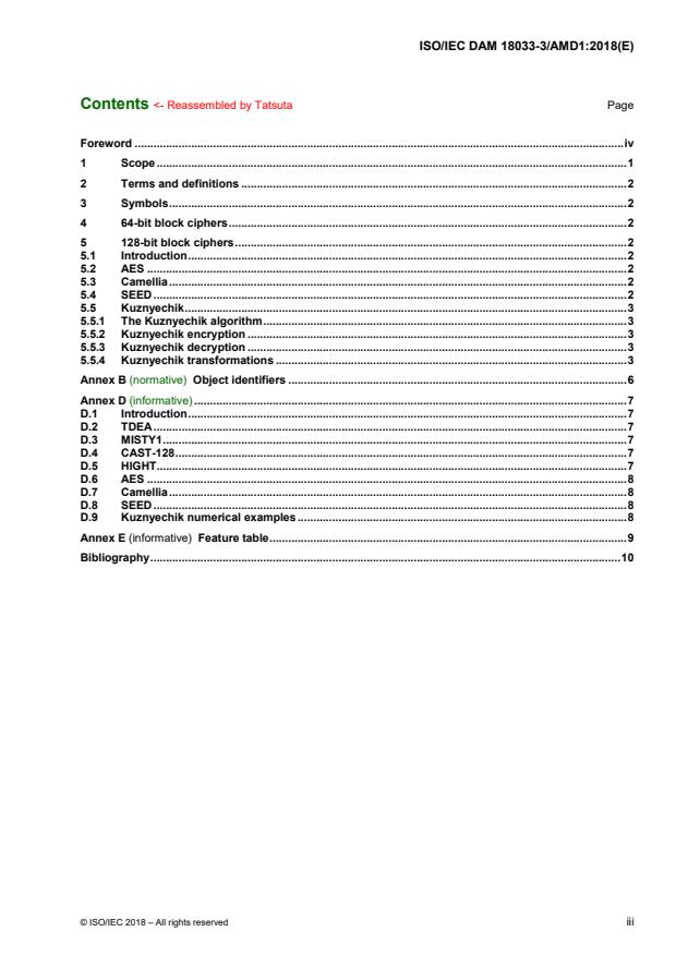 ISO/IEC 18033-3:2010/DAmd 1 - Kuznyechik