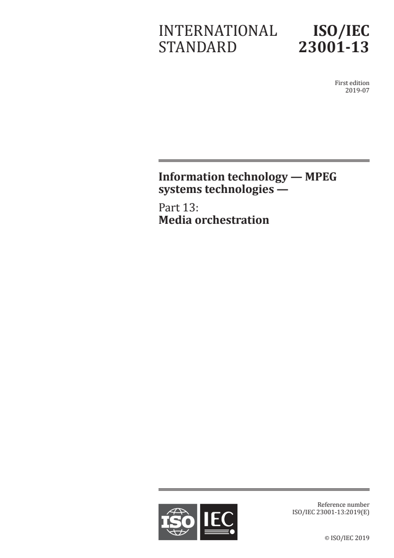 ISO/IEC 23001-13:2019 - Information technology — MPEG systems technologies — Part 13: Media