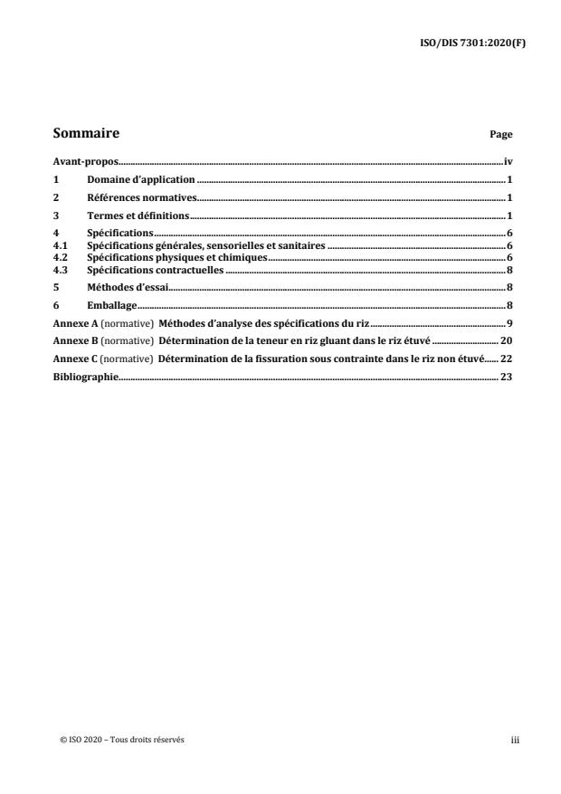 ISO/DIS 7301 - Rice -- Specification