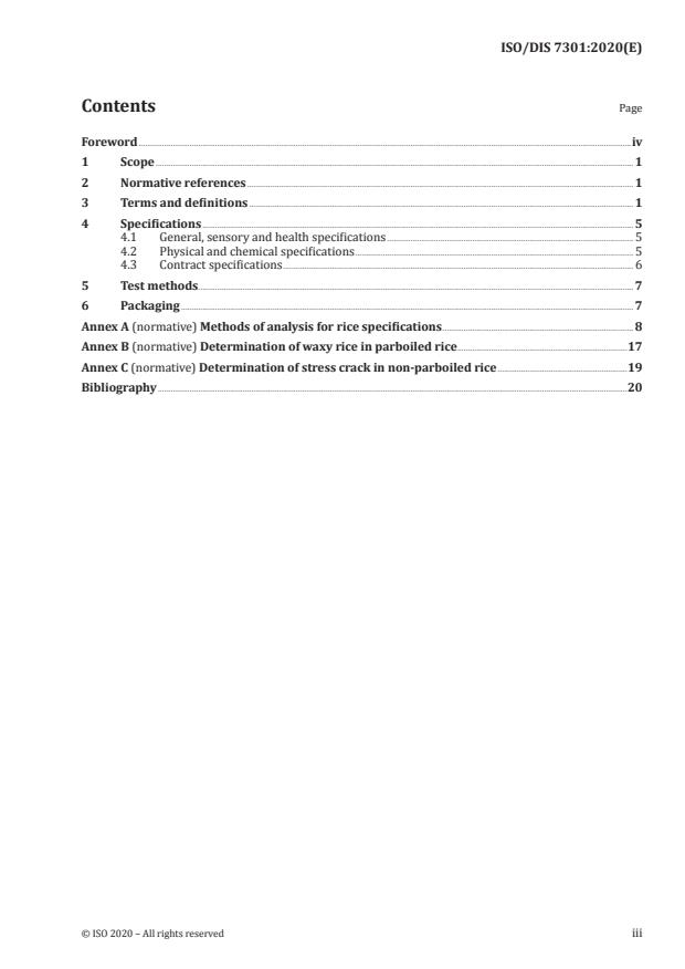 ISO/DIS 7301 - Rice -- Specification