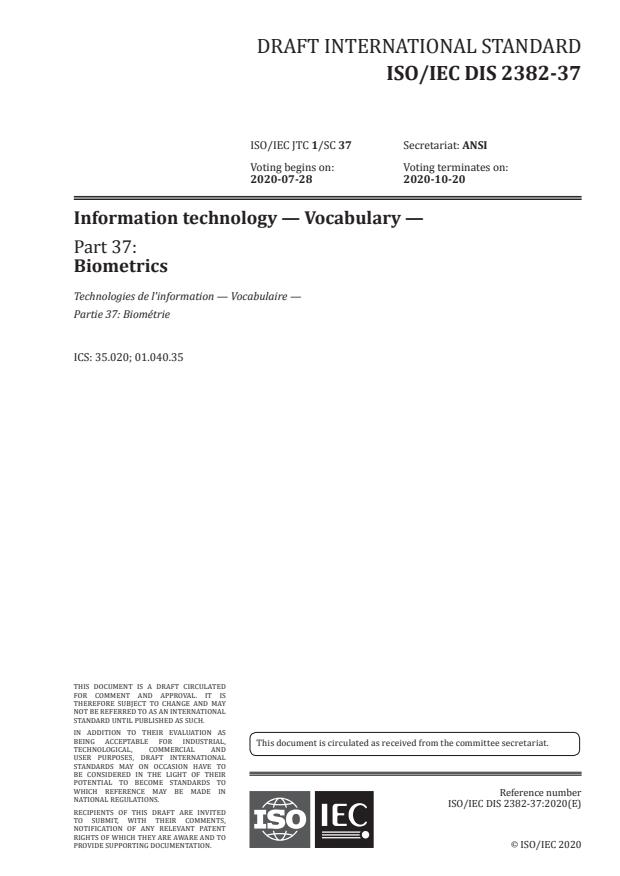 ISO/IEC DIS 2382-37 - Information technology -- Vocabulary