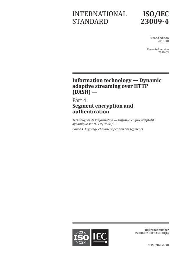 ISO/IEC 23009-4:2018 - Information technology — Dynamic adaptive streaming over HTTP (DASH) — Part