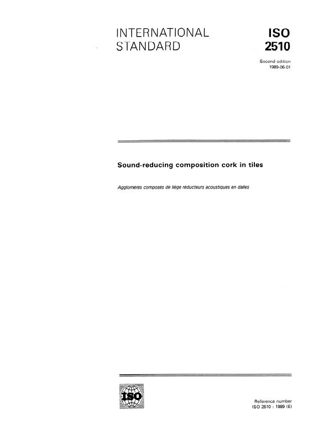 ISO 2510:1989 - Sound-reducing composition cork in tiles
