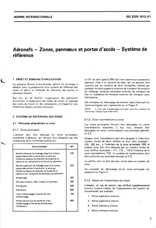 ISO 2529:1973 - Aircraft — Zones, access doors and panels — Referencing system