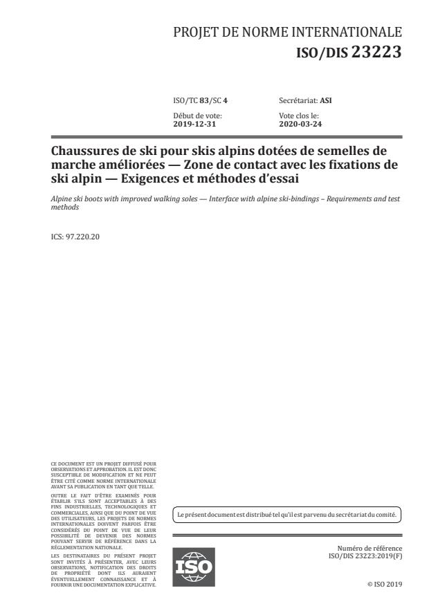 ISO/DIS 23223 - Alpine ski boots with improved walking soles ...