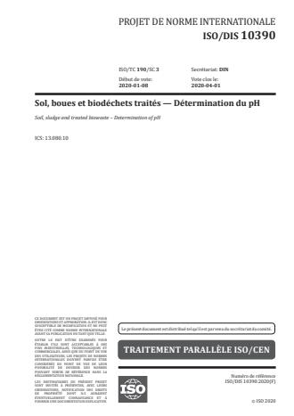 ISO/DIS 10390 - Soil, sludge and treated biowaste – Determination of pH