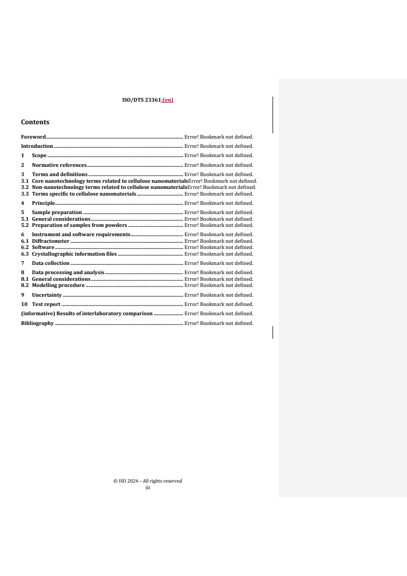 ISO/TS 23361 - Nanotechnologies — Crystallinity of cellulose nanomaterials by powder X-ray