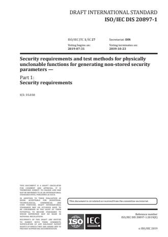 ISO/IEC FDIS 20897-1 - Information security, cybersecurity and privacy protection -- Physically ...