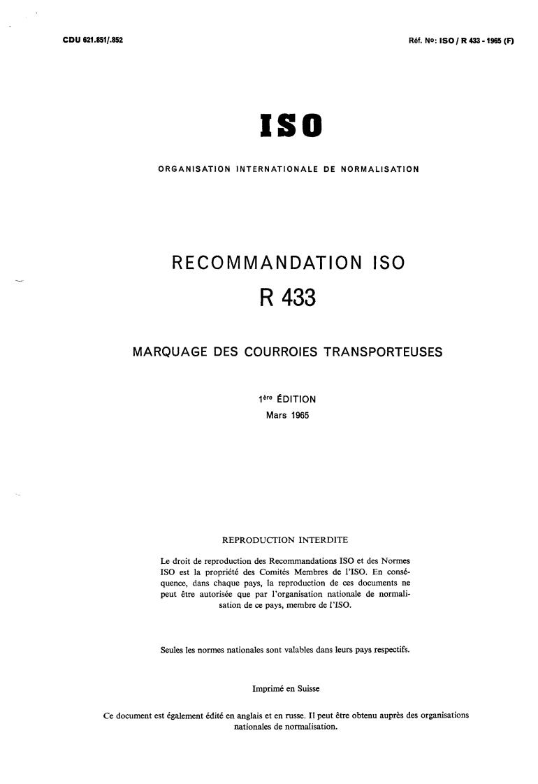 ISO/R 433:1965 - Title missing - Legacy paper document