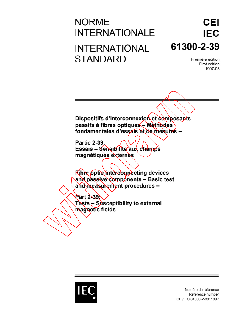 IEC 61300-2-39:1997 - Fibre optic interconnecting devices and passive ...