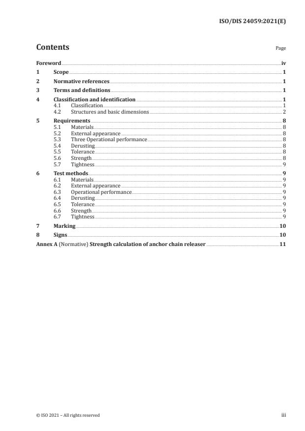 ISO/DIS 24059 - Ships and marine technology -- Anchor chain releaser