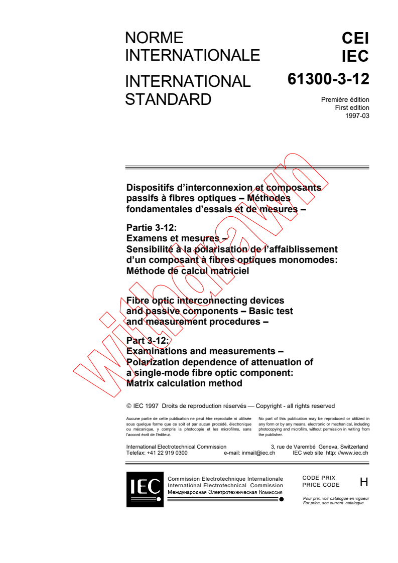 IEC 61300-3-12:1997 - Fibre optic interconnecting devices and passive ...