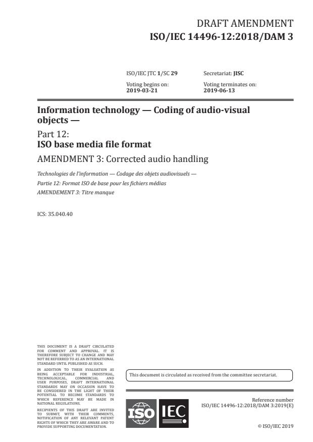 ISO/IEC FDIS 14496-12/DAmd 3 - Corrected audio handling
