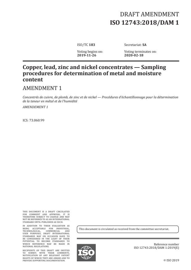 ISO 12743:2018/DAmd 1 - ISO 12743:2018/DAmd 1