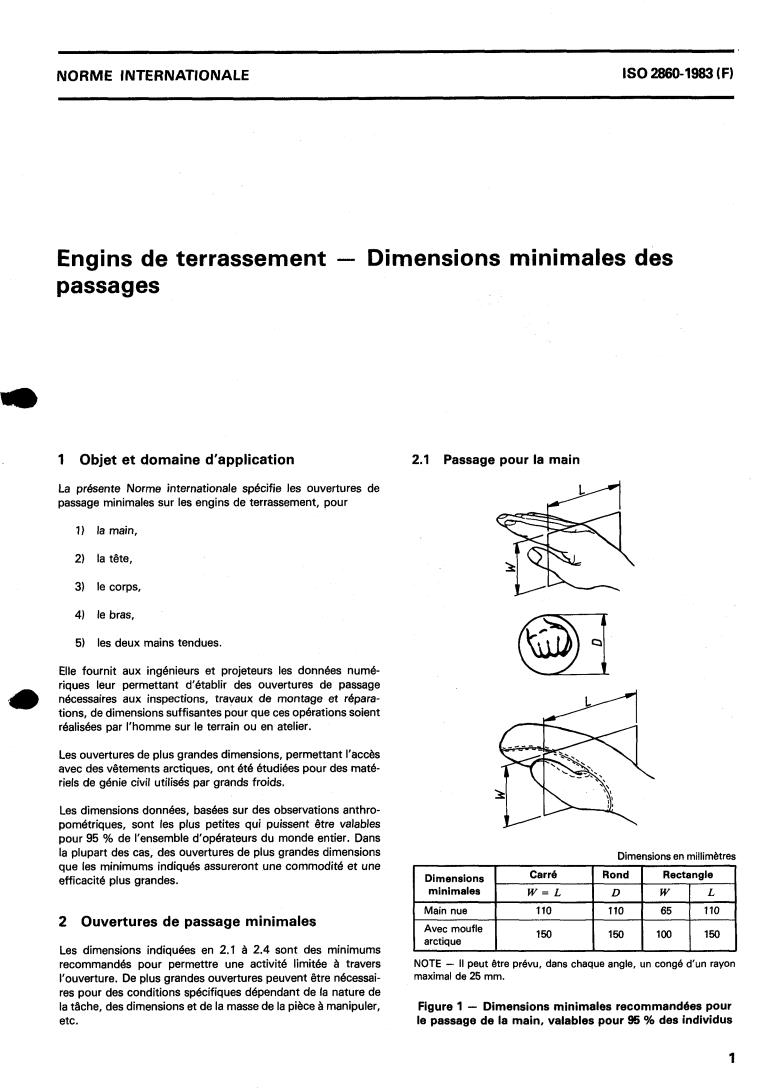ISO 2860:1983 - Earth-moving machinery — Minimum access dimensions