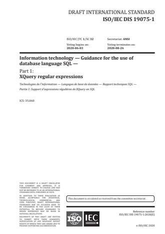 ISO/IEC DIS 19075-1 - Information technology -- Guidance for the use of database language SQL